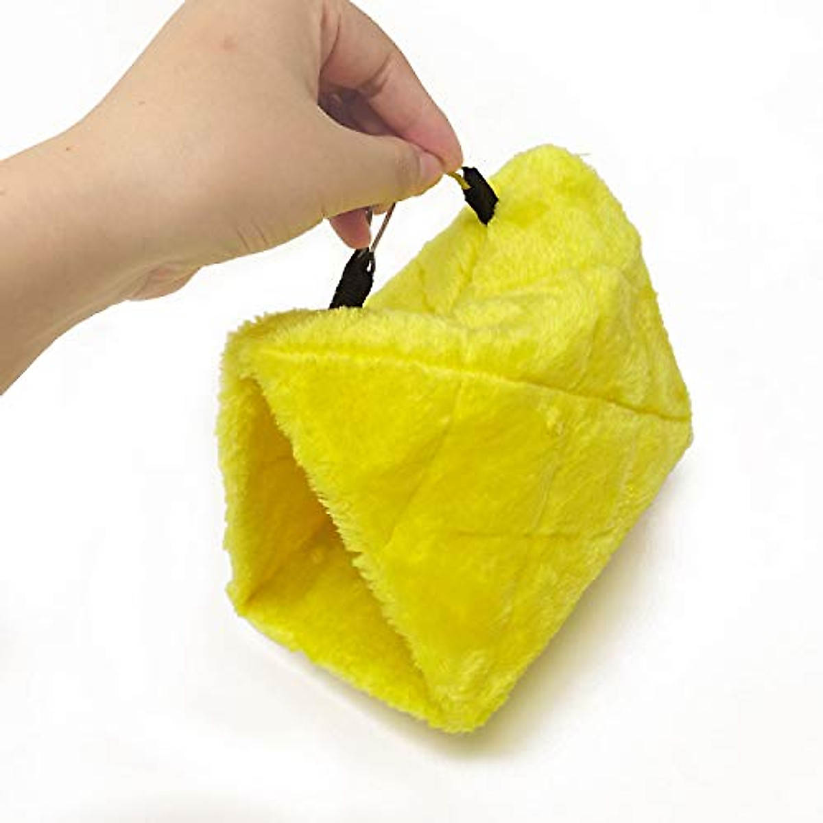 HONBAY 1PCS Yellow Winter Warm Pet Bird Nest Plush Fluffy Birds House Hut Cave Tent Hammock Hanging Cage for Hamster or Parrot (6.7 x 4.7 x 5.1 inch)