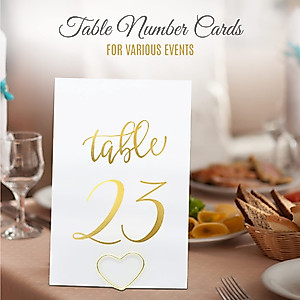 30 Pieces Table numbers For Wedding Reception With Pcs Number Holder , Holders Place cards Card Gold Numbers, white,gold