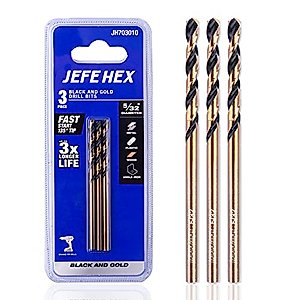 JEFE HEX 5/32" HSS Drill Bits, General Purpose Jobber Length Twist Drill Bit, 135 Degree Split Point, Ideal for Drilling in Steel, Wood, Copper, Aluminum, Zinc Alloy, Plastics. (3-Piece)