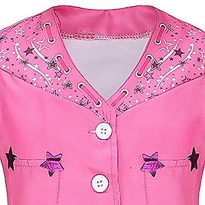 Girls Cowboy Costume Movie Pink 80s Cowgirl Kids Uniform Set with Scarf and Earrings ZF019S