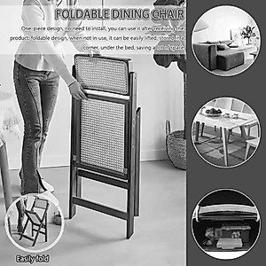 Folding Chairs Household Rattan Weaving Ergonomics Fold Up Chair, Kitchen Bamboo Backrest Dining Chair, Load-bearing150kg/330.7lbs (Color : Primary Color, Size : 82 * 54 * 44.5cm)
