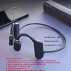 ZUBANA Bone Conduction Headphones, Workout Headphones for Menand Women, with Built-in Mic, Waterproof Earphones, Running, Cycling, Hiking, Gym, Climbing & Driving-Gray