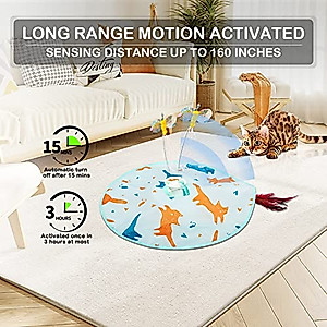 Valonii 2-in-1 Rechargeable Motion Activated Interactive Cat Toys for Indoor Cats, Long Lifetime Motor Cat Chasing Toy for Exercise/Moving Butterfly/Feather Wand Kitten Toys