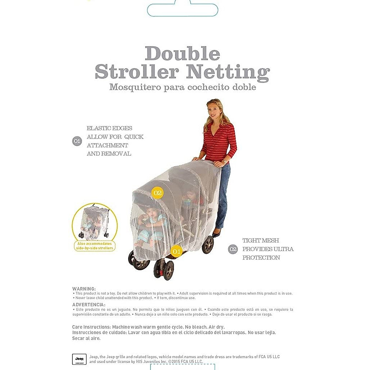 Jeep Double Stroller Mosquito Net, Tandem Stroller Net, Baby Net, Double Stroller Accessories, Mosquito Net for Baby Double Strollers, Tandem Stroller Bug Cover, White, Universal Size