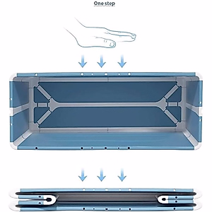 MegLob Lightweight Foldable Bathtub, Foldable Collapsible Bathtub Portable Bathtub Adult, Large Foldable Soaking Freestanding Bathtub with Lids, Ideal for Hot Bath Ice Bath for RV,Blue