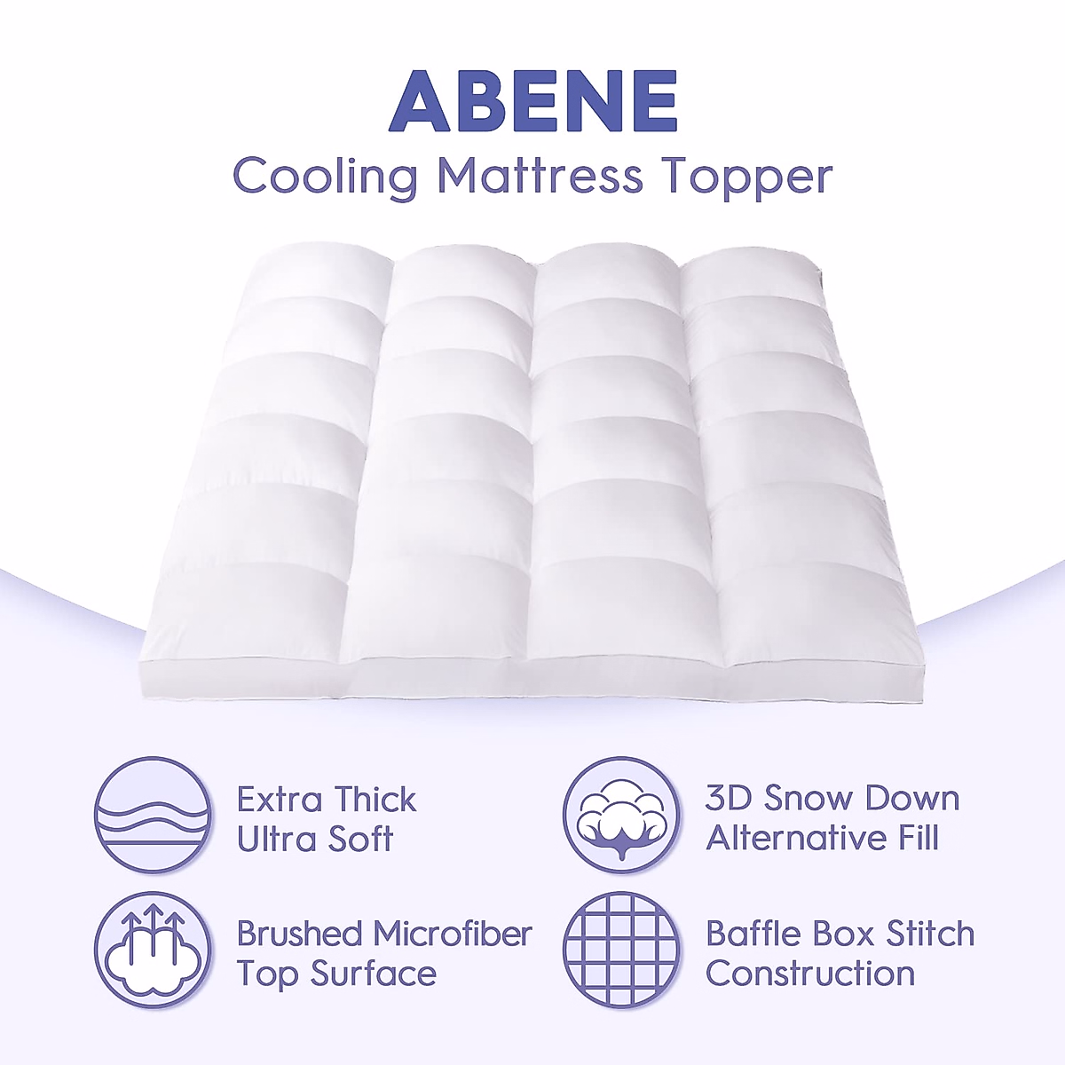 ABENE Mattress Topper Short Queen for Back Pain Relief, Extra Thick Mattress Pad Pillowtop, Soft Mattress Protector Cover with 8"-21" Deep Pocket, Overfilled Down Alternative Filling (White)