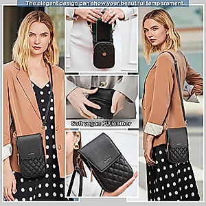 KINOUCHI Cell Phone Purse Small Crossbody Bags for Women - Leather Shoulder Handbag Wallet Messenger Bag for Travelling