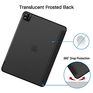 JETech Case for iPad Pro 11 Inch, 2022/2021/2020 Model, Slim Stand Hard Back Shell Smart Cover with Auto Wake/Sleep (Black)