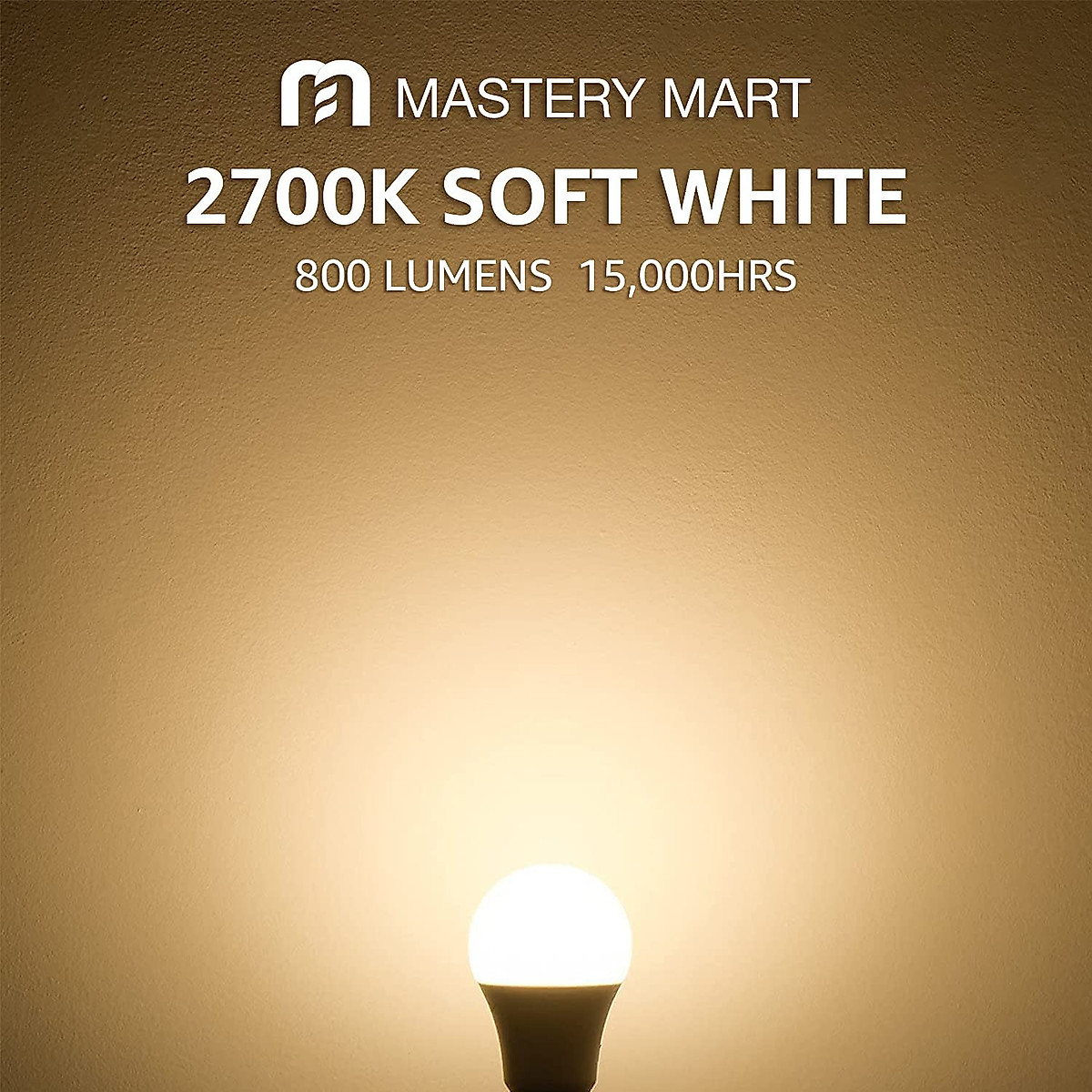 MASTERY MART Led Light Bulbs 10 Watt [60 Watt Equivalent], A19 - E26 Dimmable, 2700K Soft White, 800 Lumens, Medium Screw Base, Energy Star, UL Listed (Pack of 6)