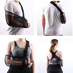 Mesh Arm Shoulder Sling Great Shower Bath Sling Used after rotator cuff Shoulder Surgery Arm Brace Support for Men and Women,Black