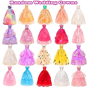48 PCS Doll Clothes and Accessories 3 PCS Fashion Dresses 3 Tops 3 Pants 3 PCS Party Dresses 2 Sets Swimsuits Bikini 6 Braces Skirt 6 Necklace 10 Hangers and 15 pcs Shoes for 11.5 inch Doll
