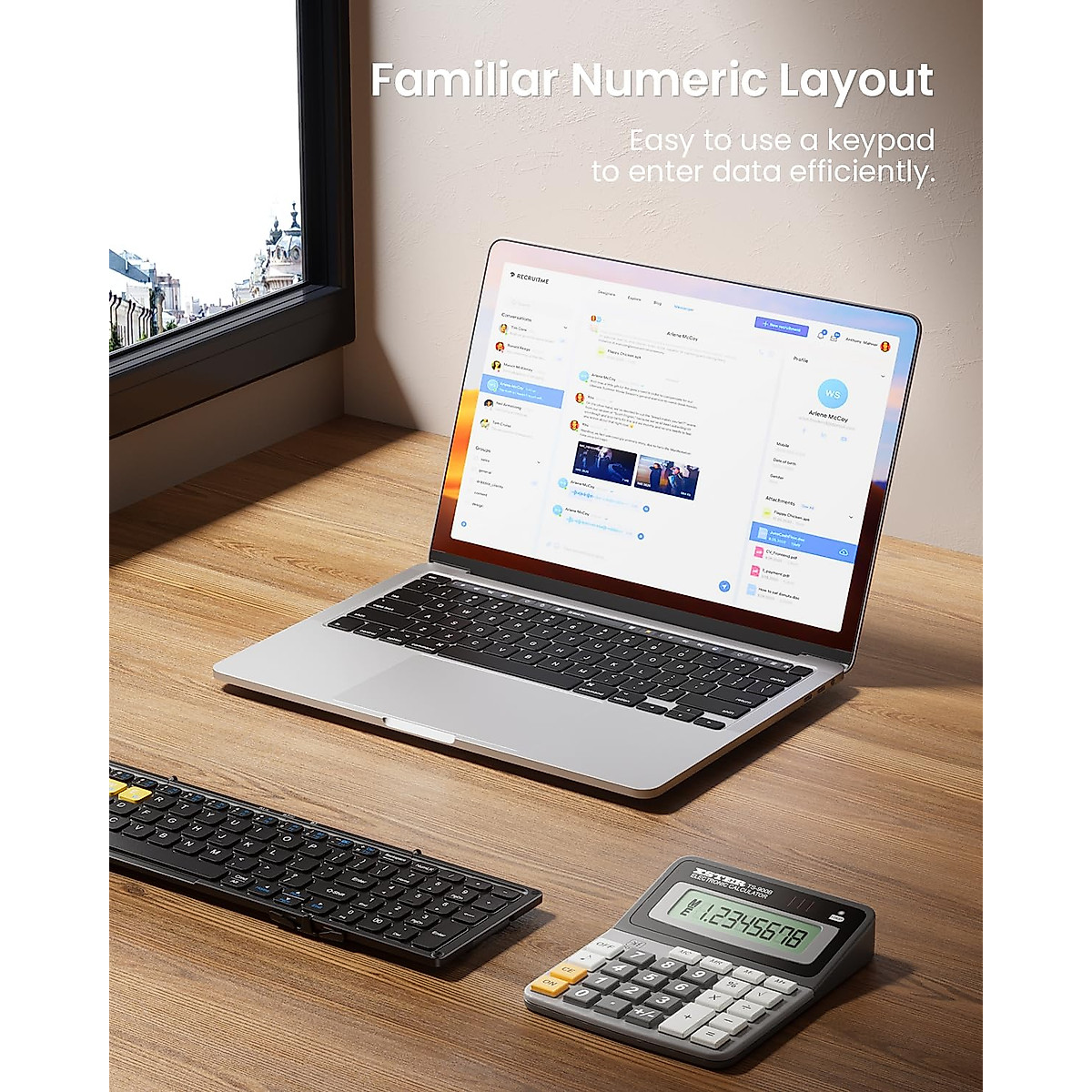 Artciety Foldable Bluetooth Keyboard, Folding Portable Wireless Keyboard with Numeric Keypad, Pocket Travel Keyyboard for MacOS Android Windows iOS, Sync Up to 3 Devices (BT5.1 x 3)