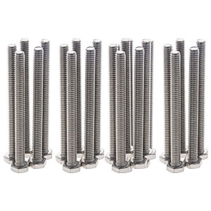 MroMax 1/4"-20 x 3 Hex Head Screw Bolts A2-70(304) Stainless Steel Fully Threaded Hex Tap Bolts 20Pcs