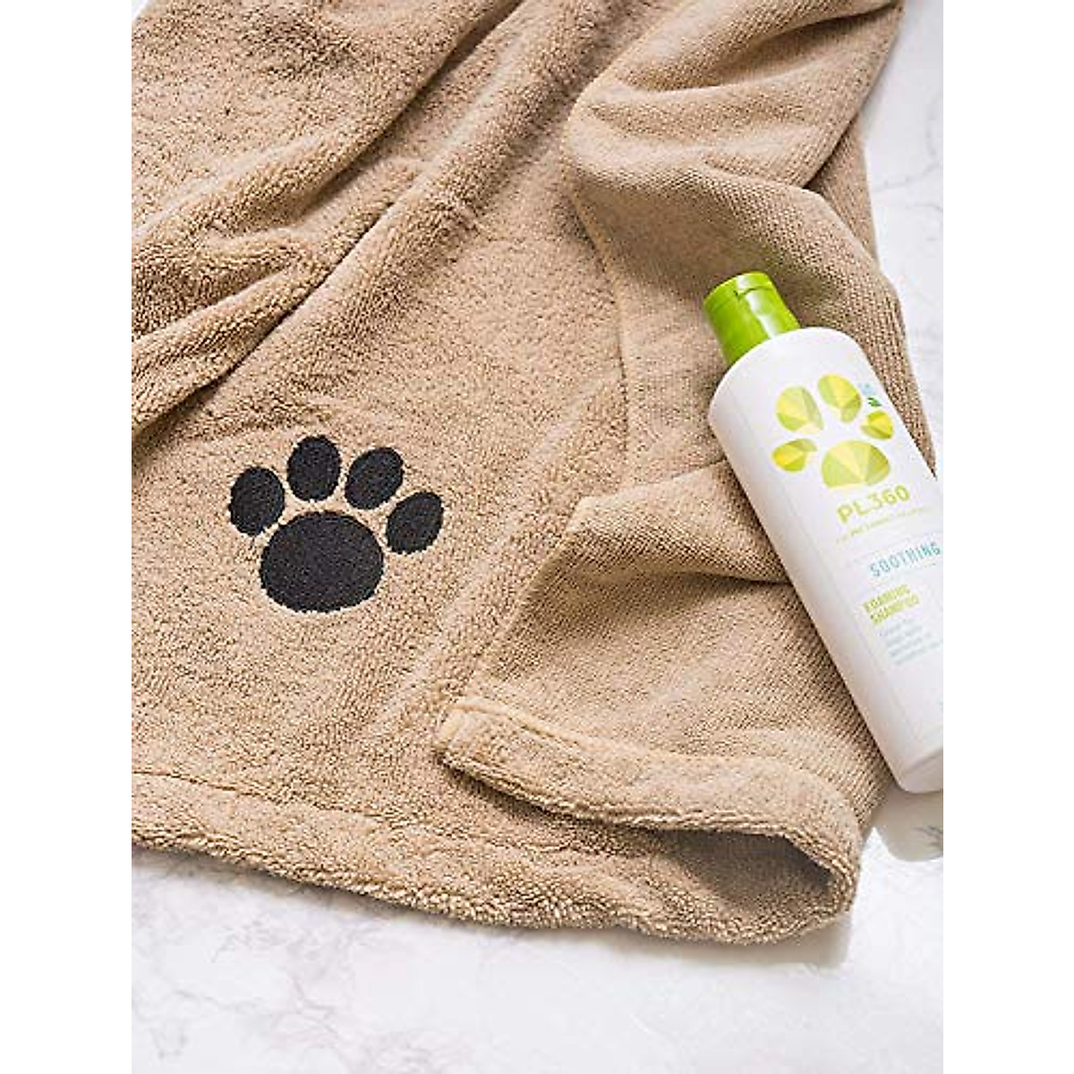 Bone Dry Pet Grooming Towel Collection Absorbent Microfiber X-Large, 41x23.5", Embroidered Taupe