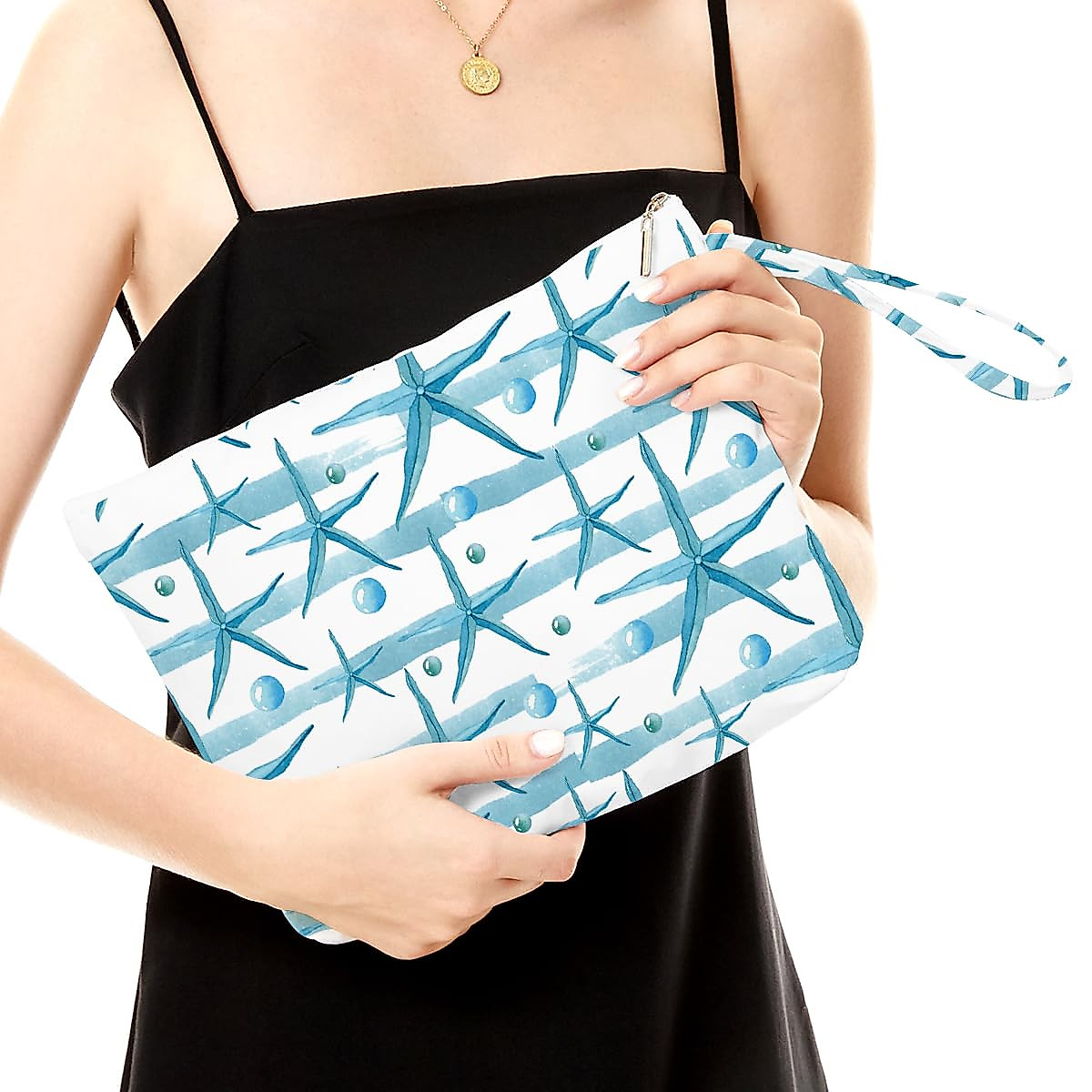 Makeup Bag, Wet Dry Bag, Toiletry Bag, Diaper Bag Waterproof Large Capacity Travel Cosmetic Bag, Zipper Pouch for Women, Girls, Mom, Sister, Friends, Wet Bag Ocean Sea Shells Beach Starfish Decor.07