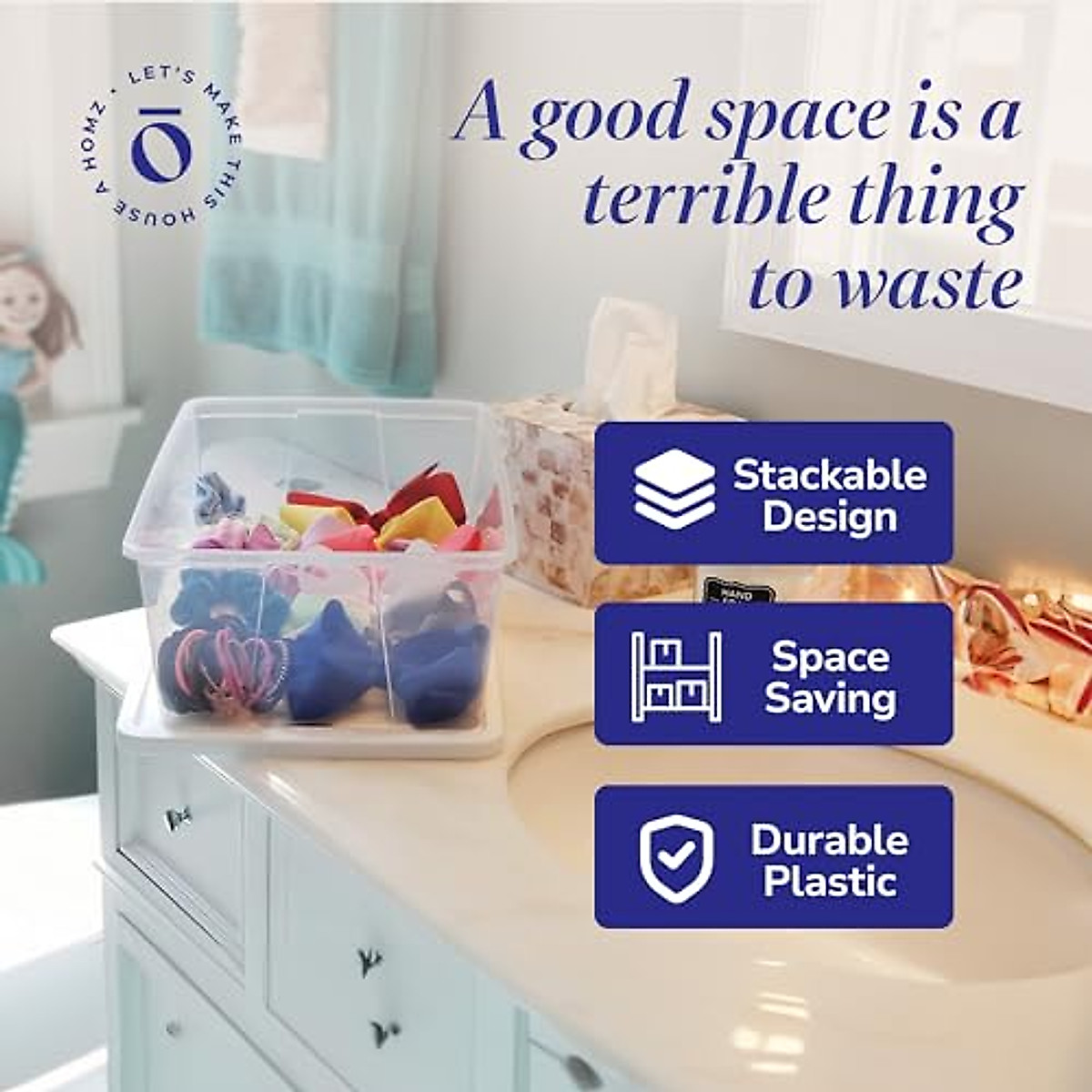 HOMZ 12-Quart Snaplock Clear Plastic Storage Tote Container Bin with Secure Lid and Handles for Home and Office Organization (8 Pack)