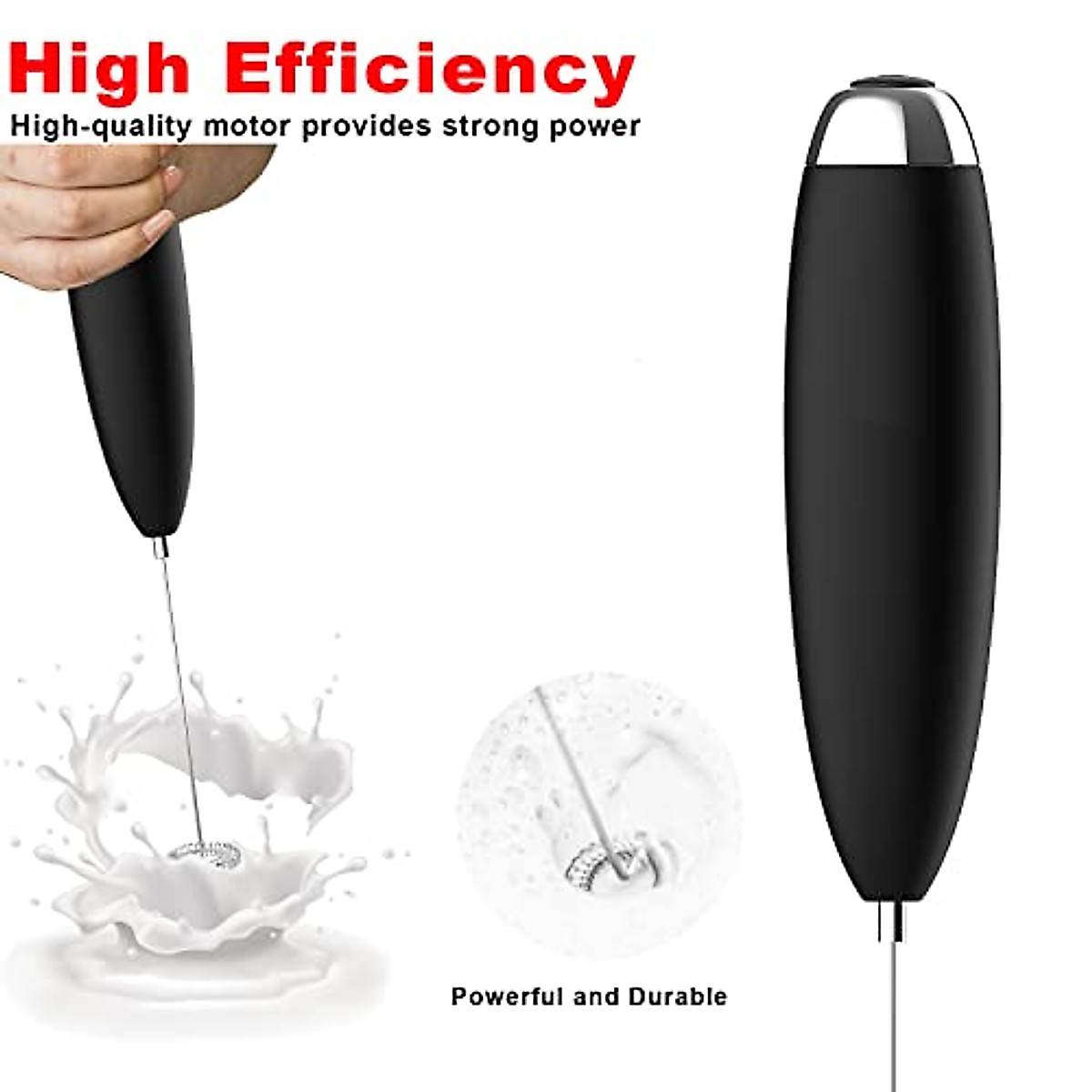 Milk Frother, Upgraded Titanium Motor Handheld Frother Electric Whisk,Hand Mixer, Frother for Coffee, Milk Foamer, Hand Mixer, Frother for Coffee, Lattes, Frother for Frappe, Latte, Matcha, No Stand