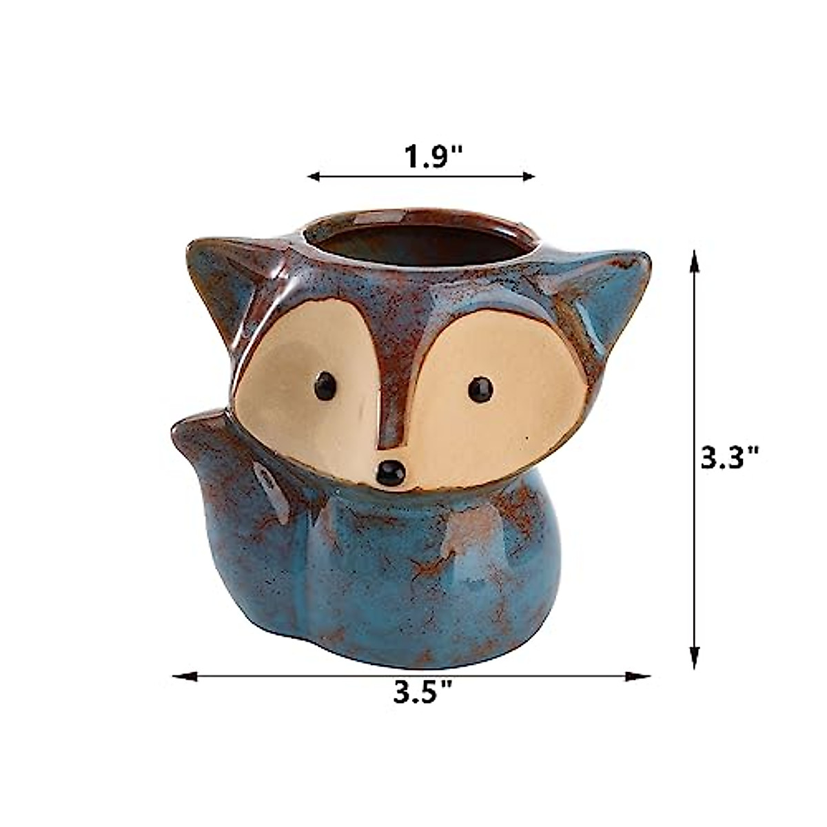 Dicunoy 6 Pack Mini Animal Succulent Planters, 3.5" Ceramic Fox Flower Pots with Drainage Hole, Cute Cactus Planter for Indoor Plants, Home, Office, Window Decoration