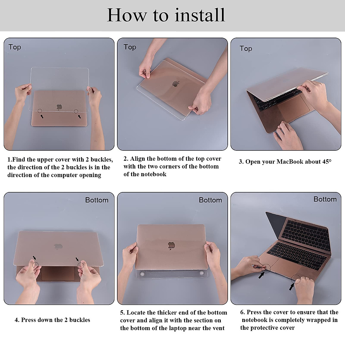 EooCoo Glitter Hard Case Compatible with MacBook Air 13 inch Case 2021 2020 2019 2018 M1 A2337 A2179 A1932 with Retina Display Touch ID, Case + TPU Keyboard Cover + Screen Protector - Sparkly Clear