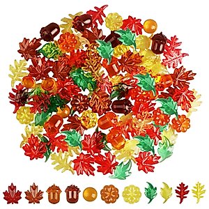 Songjum 105 PCS Acrylic Leaves Fall Vase Filler Decor Very Crystal Clear Acrylic Fall Decorations Thanksgiving Table Scatter for DIY Crafts Home Decoration Thanksgiving Autumn Decor