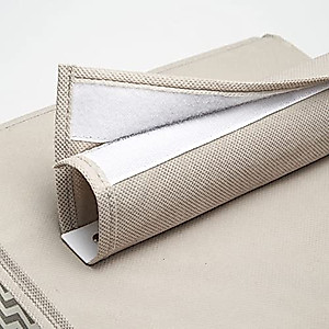 mDesign Long Soft Fabric Over Closet Rod Hanging Storage Organizer with 3 Shelves and 3 Drawers for Clothes, Leggings, Lingerie, T Shirts - Textured Print - Linen/Tan