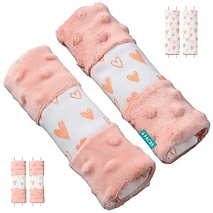 4 Packs Baby Car Seat Straps Cover Pink Shoulder Pads for Baby, Baby Car Seat Belt Pads Seat Belt Covers for All Car Seats/Pushchair/Stroller (5.9‘’X2‘’in)