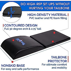 Yes4All Ab Exercise Mat with Tailbone Protecting Pad, Abdominal Wedge – Support for Abs Workout, Sit Up – Abdominal Mat Tailbone Protector (Black)