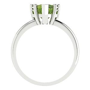 Clara Pucci 2.0 ct Heart Cut Solitaire Genuine Natural Green Peridot 5-Prong Engagement Bridal Promise Anniversary Ring 14k White Gold