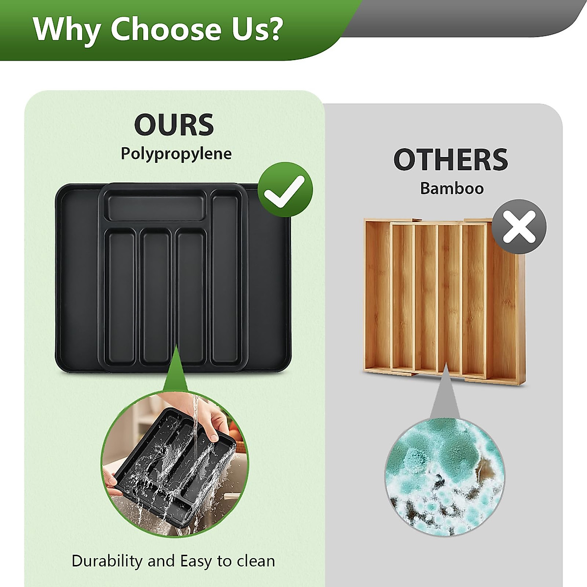 Gelply 1 PC Silverware Drawer Organizer, Expandable 7 Compartment Utensil Tray for Kitchen Drawers, Large Adjustable Flatware Organizer, Kitchen Organization for Forks Spoons Knives Storage - Black