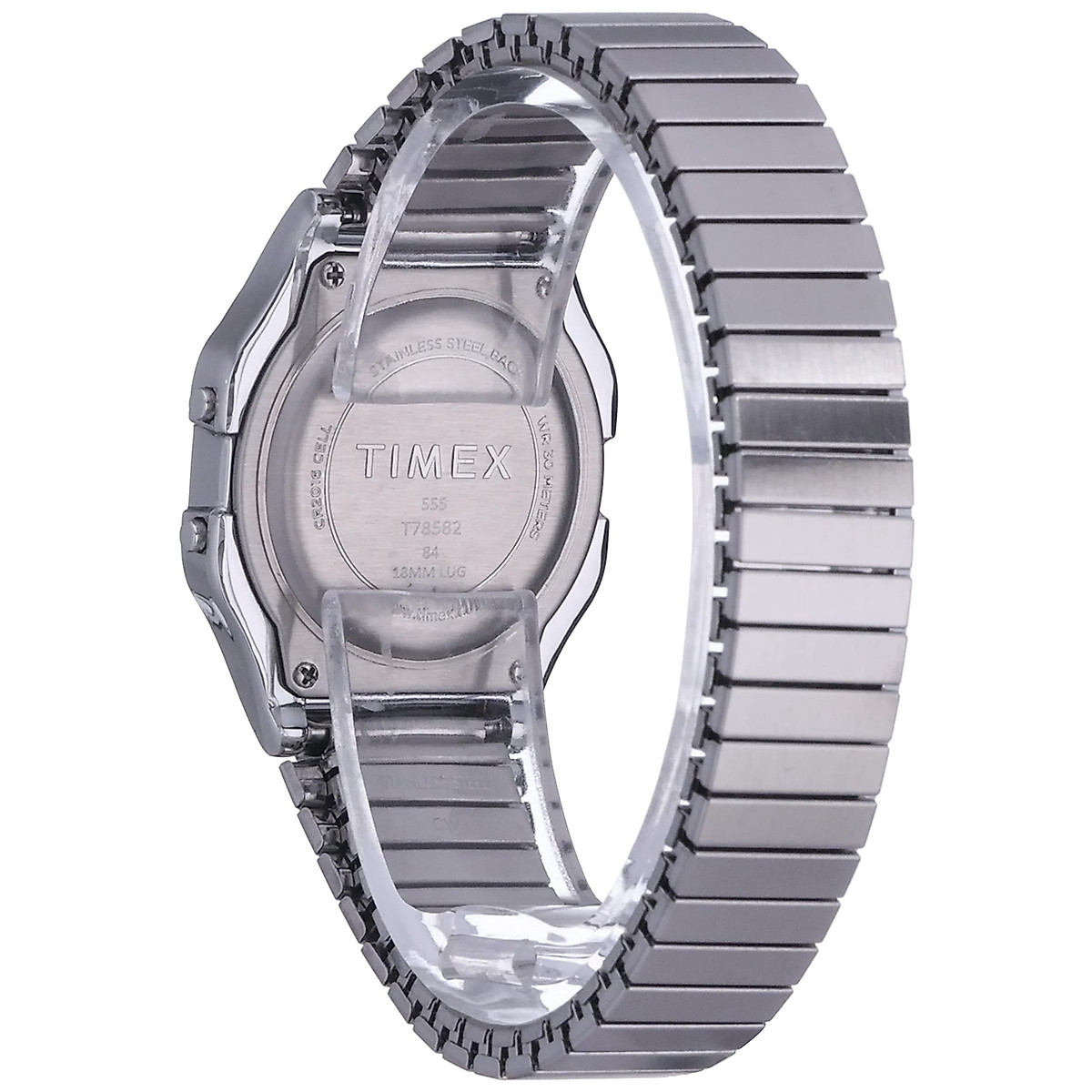 Timex Men's T78582 Classic Digital Silver-Tone Extra-Long Stainless Steel Expansion Band Watch