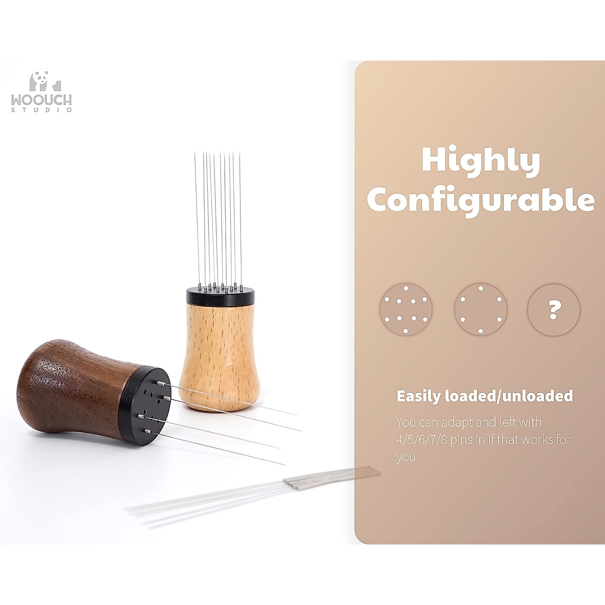 Woouch WDT Espresso Tool, Espresso distribution Tools,10 Needles 0.35mm Espresso Coffee Stirrer, Nature Wood Handle with Stand (Walnut)