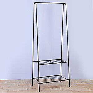 Mivnue Clothes Garment Rack with Shelves, Heavy Duty Clothing Rack for Bedroom, Metal Clothes Rack for Hanger Clothes, Small Clothes Rack Black