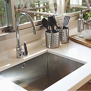 TOPZEA Set of 4 Kitchen Utensil Holder, Stainless Steel Cooking Utensil Organizer Kitchen Tools Flatware Holder Utensil Drying Cylinder Countertop Silverware Caddy