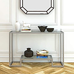 Henn&Hart 47.75" Wide Rectangular Console Table in Satin Nickel, Entryway Table, Accent Table for Living Room, Hallway