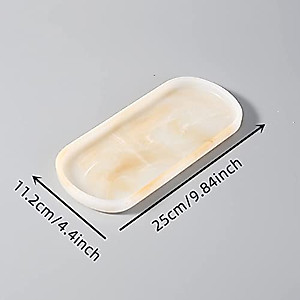 Resin Vanity Tray Bathroom Tray Toilet Tank Storage Tray Vanity Countertop Organizer for Candles Soap Towel Perfume Holder Jewlery Dish
