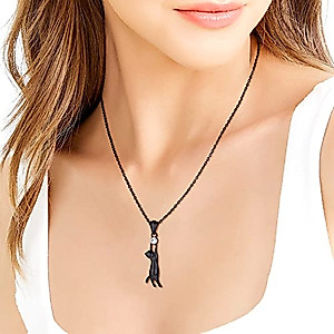U7 Black Cat Necklace with Rhinestone Black Color Kitten Animal Pendant for Women Teen Girls