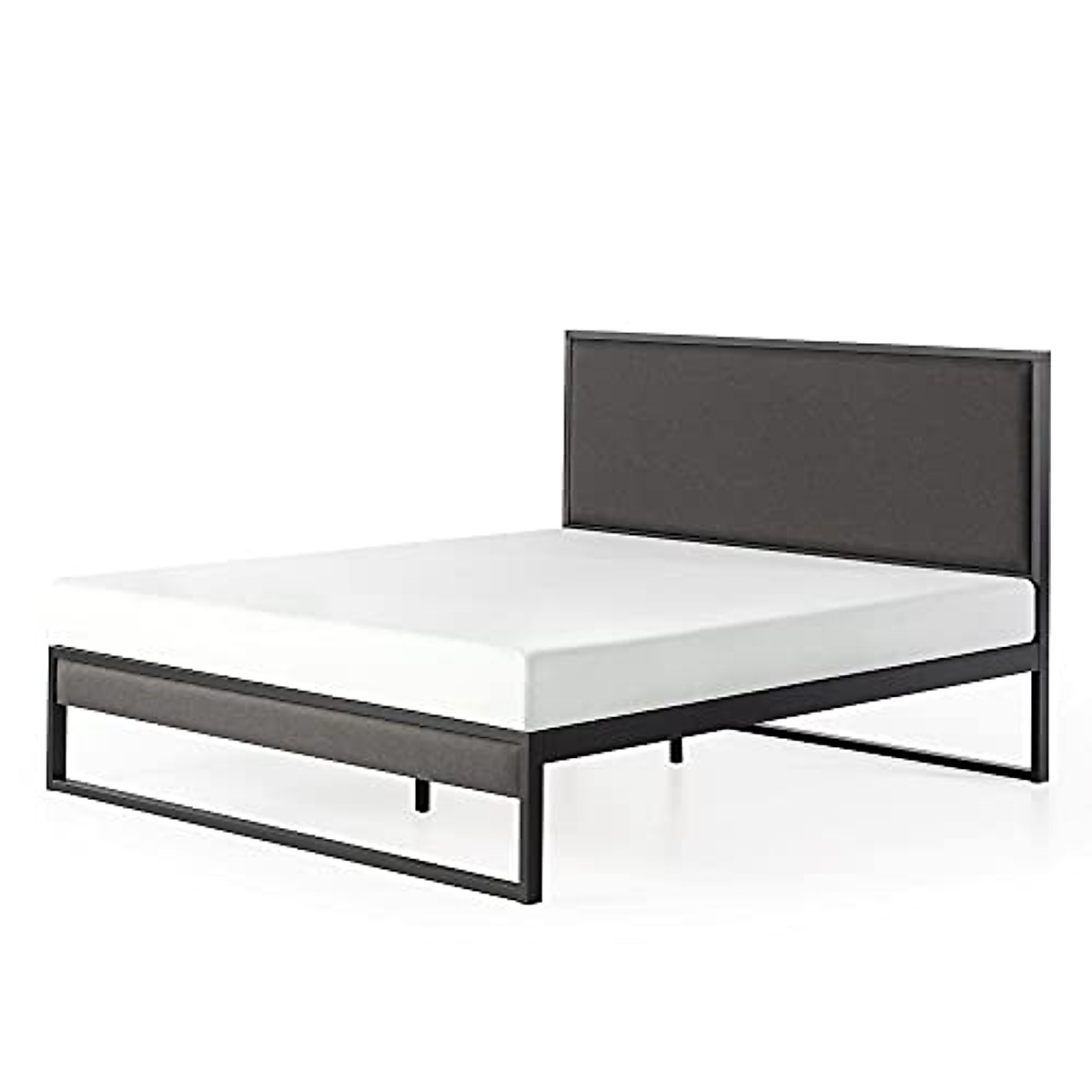 ZINUS Christina Upholstered Platform Bed Frame with Headboard, No Box Spring Needed, Wood Slat Support, Easy Assembly, Queen