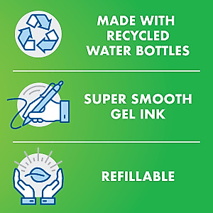 PILOT B2P - Bottle to Pen Refillable & Retractable Rolling Ball Gel Pen Made From Recycled Bottles, Fine Point, Black G2 Ink, 12-Pack (31600)