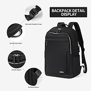 GOLF QUALITY Large Capacity Laptop Backpack for Women Travel Work Computer Bookbag Stylish Casual Daypack Fits 15.6 Inch Notebook(Black)