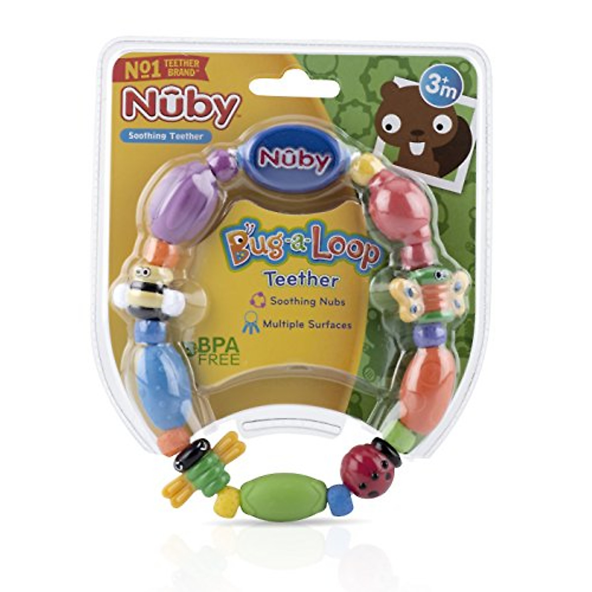 Nuby Bug-A-Loop Teether, Colors May Vary