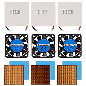 ALAMSCN 3 Sets TEC1-12706 Semiconductor Refrigeration 12V 6A Heatsink Thermoelectric Cooler Cooling Peltier Plate + Aluminum Heatsink + 12V Cooling Fan