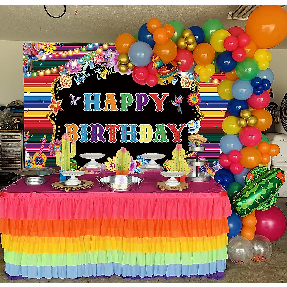 Mexican Birthday Backdrop for Photography Fiesta Themed Party Banners Fiesta Birthday Party Decor Supplies Photo Booth Background (6x4FT: 72x48 inch)