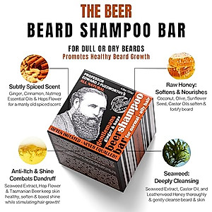Professor Fuzzworthy's Gentlemans BEER Beard Hair SHAMPOO Bar for Normal, Dry, Oily Hair | SCENTED with All Natural Oils From Tasmania Australia - 4.2 oz