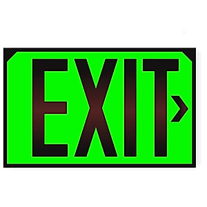 OSHA Photoluminescent Exit Sign | Pack of 2 | UV Inks on Aluminum | HEAT Resistant | COLD Tolerant | WEATHER Proof. NightBright USA Part: OCR-050 II