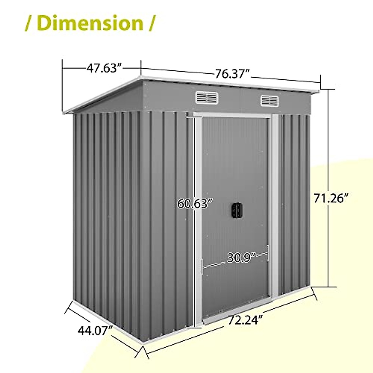 DHHU Outdoor Storage Shed, 6' x 4' Metal Garden Sheds, Metal Tool Sheds, Heavy Duty Storage House with Lockable Doors & Air Vent for Backyard Patio Lawn to Store Bikes, Lawnmowers