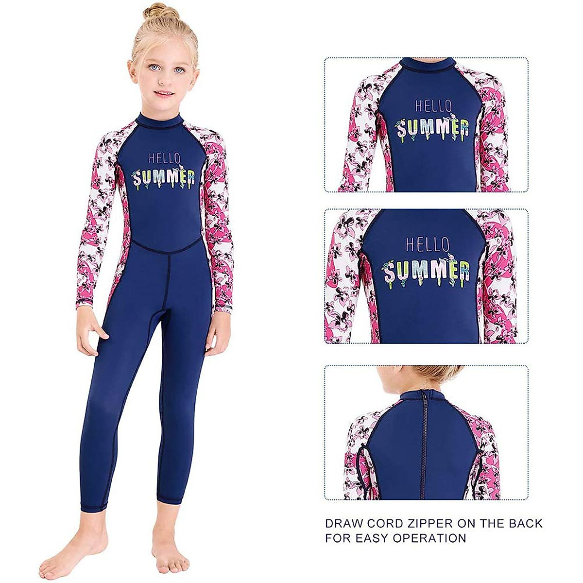 Full Body Kids Swimsuit One Piece Rash Guard Long Sleeve Wetsuit Skin for Girls Boys