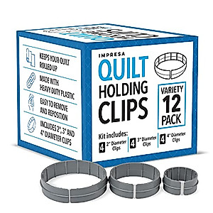 IMPRESA [Variety 12 Pack] 2,3,4 Inch Diameter Quilting Rings - Quilt Clip for Quilting Creations - Quilt Clip for Machine Quilting - Versatile Clamps for Quilting Free Motion- 1" Tall Clamp for Quilt