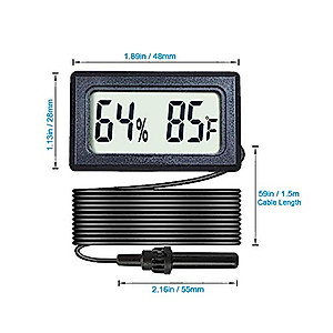 2-Pack Mini Digital Hygrometer Thermometer Gauge with Probe LCD Display Temperature Fahrenheit Humidity Meter for Incubator Reptile Plant Terrarium Humidor Guitar Case