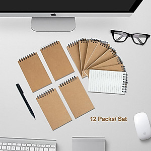 wavamawa Pocket Notebooks Set of 12, Small 3x5 Spiral Notepads, Office Style Mini Notebook, Small Notepad Pocket Size, Memo Pads for Home, College, Work or School - Lined College Ruled Paper
