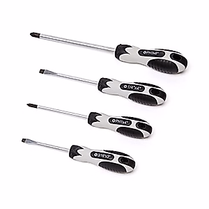 Amazon Basics 7 Piece Magnetic Tip Screwdriver Set - Slotted and Phillips, Grey Black